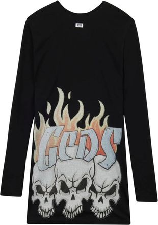 GCDS Gcds, Femme, Robes, Noir, Taille: 36 FR Mini-robe &agrave; imprim&eacute; Skull