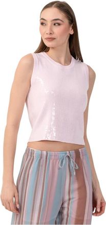 Kocca Femme, Tops, Rose, Taille: 44 FR Chic Shiny Cropped Vest Top