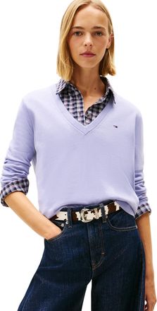 Tommy Jeans Damen Tjw Essential Vneck Sweater EXT Dw0Dw19888 Pullover, Blue (Periwinkle Dusk), XXL