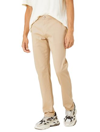 Koton Herren Basic Gabardine Trousers Slim Fit Buttoned Pocket Detailed Pants, Beige (050), 40 EU