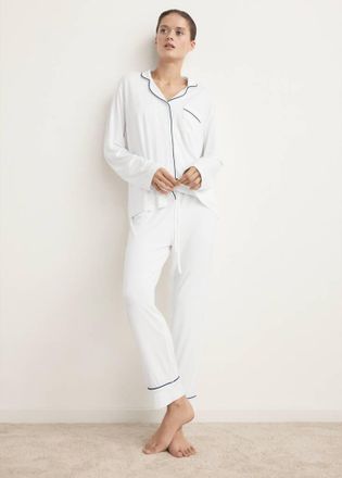 Mango Pyjama deux pi&egrave;ces liser&eacute; blanc - Femme - S - MANGO