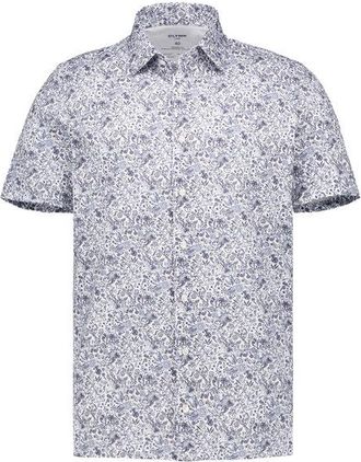 Olymp Herren Kurzarmhemd blau gemustert