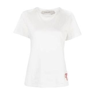 Golden Goose Femme, Tops, Blanc, Taille: 36 FR Slim T-Shirt Jersey de Coton D&eacute;lav&eacute;