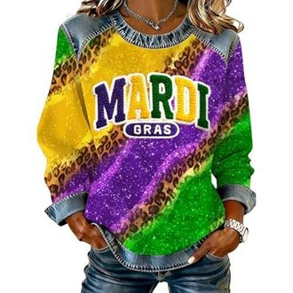 Generic Sweat Carnaval Femme D&eacute;contract&eacute; Manches Longues Sweat Pull Col Rond Couleur Unie Top Haut Workout Oversize Vetement pour Printemps Automne Hiver Jack