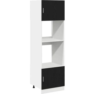 vidaXL Vidaxl - Armoire &agrave; micro-ondes avec &eacute;tag&egrave;re Ch&ecirc;ne noir 60 x 57 x 207 cm