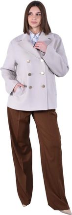 Max Mara Femme, Manteaux, Beige, Taille: 44 FR Wool Drap Double-Breasted Jacket