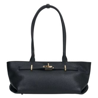 Estro & Luminara Femme, Sacs, Noir, Taille: ONE Size Sac &agrave; main cabas en cuir italien avec longues anses