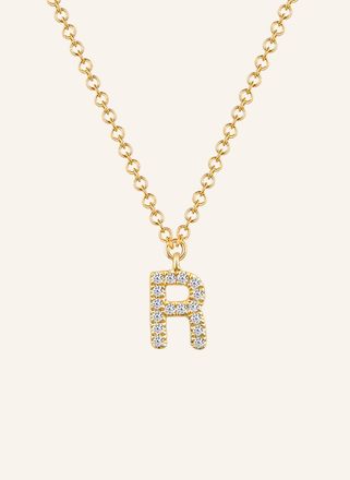 Leaf Initialien Halskette R Aus 14 Karat Gelbgold Mit Diamanten gold