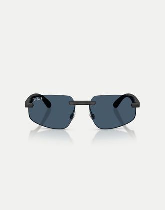 Ray-Ban Rb4475 - Lunettes de soleil irr&eacute;guli&egrave;res &agrave; verres polaris&eacute;s bleus - Noir sable