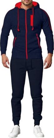 Generic Survêtement décontracté 2 pièces pour homme avec fermeture éclair intégrale et sweat à capuche pour sports de plein air, survêtement dautomne et dhive