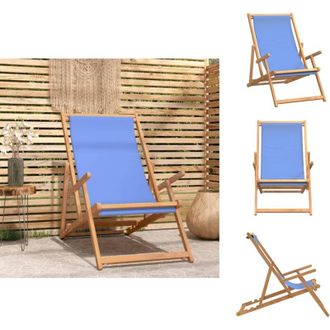vidaXL Vidaxl - Strandstuhl Klappbar Massivholz Teak Blau - Klappbarer Strandstuhl - Gartenstuhl - Teakholzm&ouml;bel - Outdoor M&ouml;bel - Liegestuhl