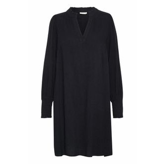 Kaffe Schwarzes Tiefes Kleid mit Smock-Manschetten - - Dresses - Damen - Schwarzk - S