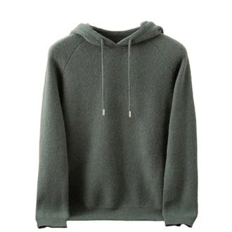 Generic Pull à capuche en laine solide à col rond pour homme, Army En8, L