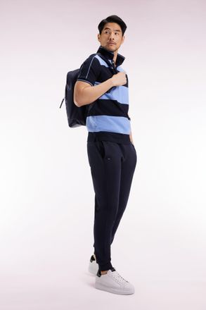 Eden Park Polo Cercl&eacute; En Piqu&eacute; Coton &Agrave; Manches Courtes En Coton Bleu