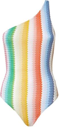Missoni Femme, Maillots de bain, Multicolore, Taille: 40 FR Maillot de bain une pi&egrave;ce asym&eacute;trique &agrave; motif zigzag d&eacute;grad&eacute;