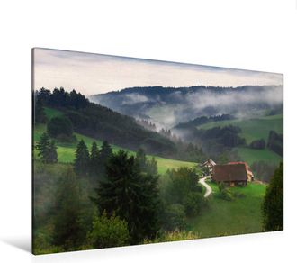 Calvendo Premium Textil-Leinwand 120 x 80 cm Quer-Format Morgennebel | Wandbild, HD-Bild auf Keilrahmen, Fertigbild auf hochwertigem Vlies, Leinwanddruck von H