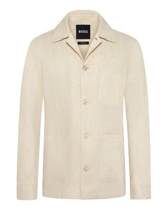 HUGO BOSS Leichtes Leinen-Overshirt mit aufgesetzten Taschen in
