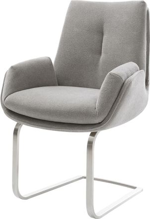 DELIFE Schwingstuhl Clea-Flex Freischwinger flach Edelstahl Strukturstoff Soft Grau