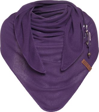 Knit Factory Lola Dreieckstuch - Fein Gestrickter Damen Schal - Tuch Schal - Für Frühling und Sommer - Baumwollmix - Purple - 190x85 cm
