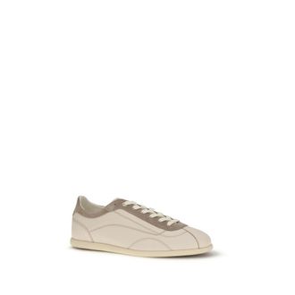 Brunello Cucinelli Mens Beige Leather Low Top Sneakers