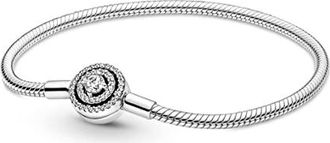 Pandora Pandora Timeless Bracelet maille serpent en argent sterling avec zircones cubiques transparentes, 20