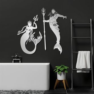 Generic &Uuml;bergro&szlig;e minimalistische abstrakte Wandkunst aus Metall, &uuml;bergro&szlig;e Wanddekoration f&uuml;r Zuhause, Meerjungfrauenk&ouml;nigin, Meermannk&ouml;nig, K&uuml;stenkunst f&uuml;r 