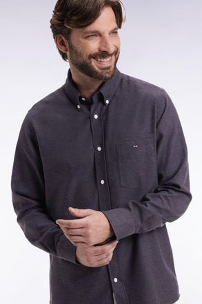 Eden Park Chemise En Flanelle Gris Fonc&eacute; Coupe Droite