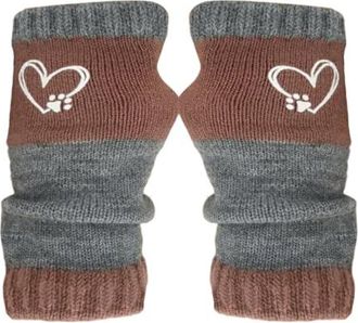 Generic Gants tricot&eacute;s - Moufles chaudes &agrave; motif doux, d&eacute;tails brod&eacute;s en forme de coeur | Moufles dhiver tricot&eacute;es pour femmes, adultes, adolescents, &eacute;tudiant