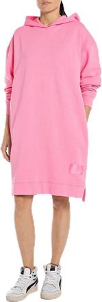Replay Damen Hoodie Kleid aus Baumwolle, Candy Pink 367 (Rosa), XS