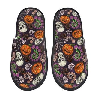 Generic Halloween Avec Cr&acirc;ne Homme Femme Slippers Confortable Chaussons Respirantes Pantoufles Pour Hiver Int&eacute;rieur Ext&eacute;rieur M