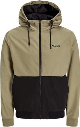 Jack & Jones Plus Size JJERUSH Bomber Noos PLS Veste Bomber &agrave; Capuche pour Homme, coriandre/d&eacute;tail : Noir/Blanc, 4XL, Coriandre - D&eacute;tails : Noir/Blanc, XXXXL