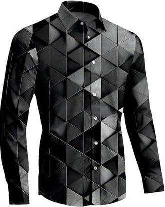 Generic Chemise habill&eacute;e &agrave; manches longues pour homme - Chemise &agrave; carreaux boutonn&eacute;e - Col &agrave; revers - Tendance et polyvalente - Chemisier formel confortable -