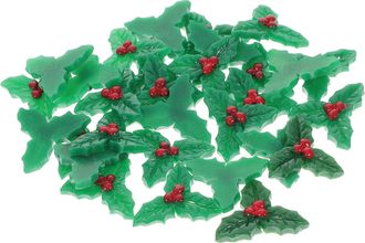 NUOBESTY 30 St&uuml;ck Weihnachts Harz Steckpalmenbl&auml;tter und Beeren Gr&uuml;ne Selbstgemacht Bastelornamente f&uuml;r Weihnachtsb&auml;ume Kr&auml;nze und Festtagsdeko