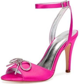 Generic Chaussures De Mariage &Agrave; Talon Haut Sandales &Eacute;l&eacute;gant Bout Ouvert Sexy Mari&eacute;e Dress F&ecirc;te High Heels 10.5Cm,Rose Red,37 EU