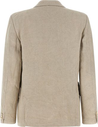 Comme Des Gar&ccedil;ons Double-Layer Lapel Linen Blazer - Beige
