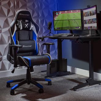 X Rocker X-Rocker Agility Gaming Stuhl, Racing Computerstuhl für Kinder und Jugendliche, Drehbarer Bürostuhl, ergonomischer PC-Stuhl, Kopfstütze und Lordosenst