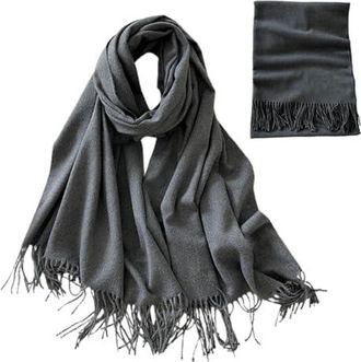 Generic Écharpe dhiver tendance pour femme - Écharpe classique de couleur unie pour lhiver et lautomne - Écharpe portable pour sortir, marche, Gris foncé, Ref