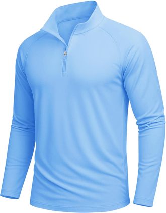 Magcomsen UV Shirt Herren Wasser Sonnenschutz Rashguard Langarm Schwimmshirt Gym Shirt Fitness Atmungsaktive, Blau, 3XL