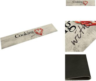 vidaXL K&uuml;chenteppich Waschbar Paprika 60x300 cm Samt - K&uuml;chenl&auml;ufer - Samtteppich - Fu&szlig;matte - Rutschfest - Maschinenw&auml;sche