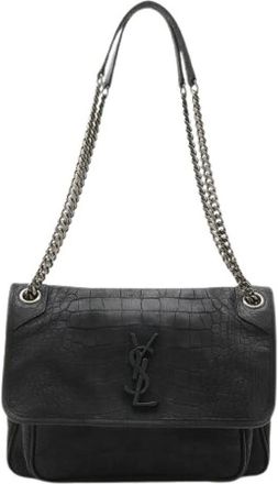 Saint Laurent Pre-owned Niki Medium Nubuck Chain Shoulder Bag Black - Femme - Pre-owned - Noir - Taille: ONE Size