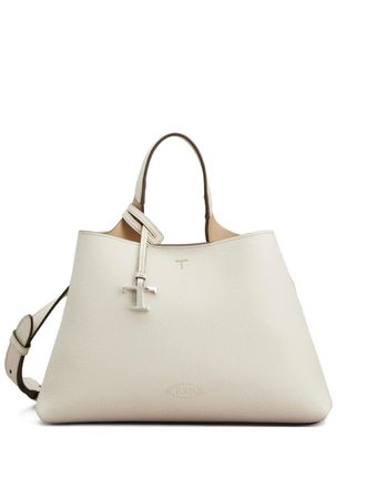 Tod's Logo Top Handle Tote Bag - Nude