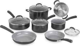 Cuisinart Ceramica XT Antihaft-Kochgeschirr-Set | 11-teilig: Stielkasserollen, Bratpfannen, Suppentopf, Sauteuse, Dämpfeinsatz | Keramikbeschichtung mit Titanve