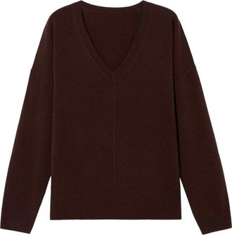 Oltre Femme, Pulls, Brun, Taille: 42/44 FR Pull en pure laine avec col en V