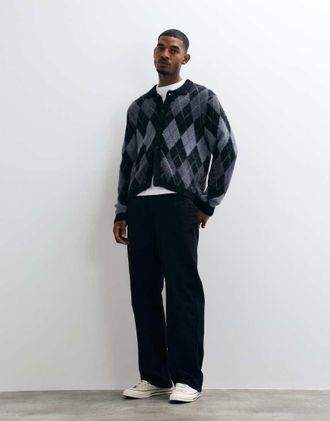 HUF Cooper Argyle-Strickpullover in Schwarz