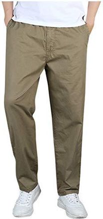 Generic Pantalon chino d&eacute;contract&eacute; pour homme - Pantalon de sport ample avec poches - Taille &eacute;lastique - Pantalon chino avec poches - Pantalon de travail noir