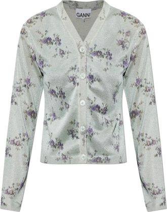 Ganni Femme, Pulls, Vert, Taille: 38 FR Cardigan avec motif floral