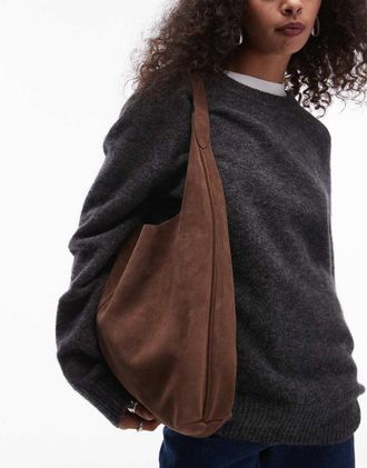 & Other Stories Grand tote bag en daim souple - Marron