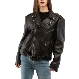 Moschino Womens Black Polyester Leather Jacket Clothing