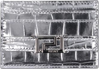 Versace Femmes Porte Document En Cuir Argent&eacute;