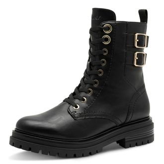 s.Oliver Damen Stiefeletten zum Schnüren mit Schnallen, Schwarz (Black/Gold), 38 EU